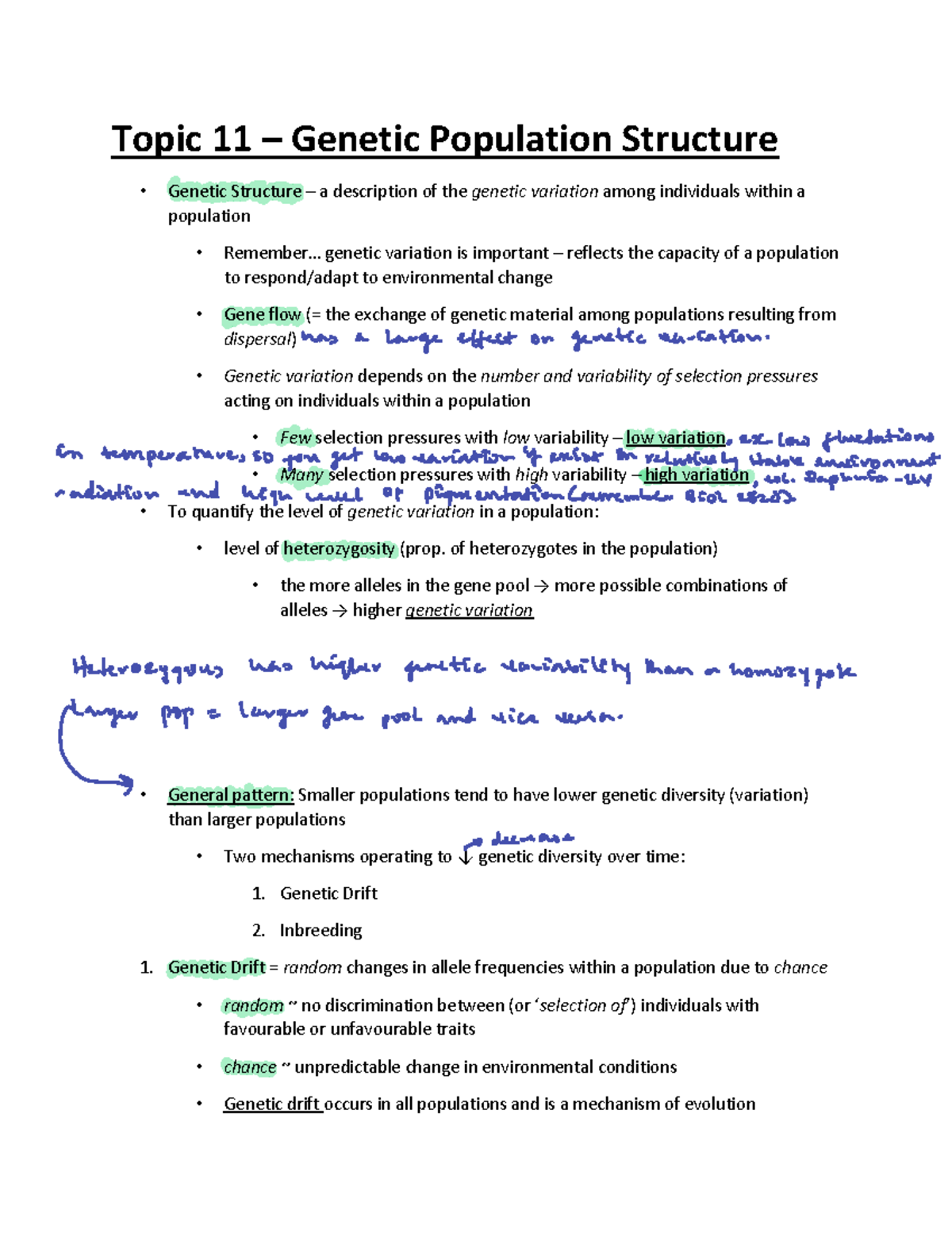 Topic 11 - Genetic Population Structure - Topic 11 – Genetic Population ...