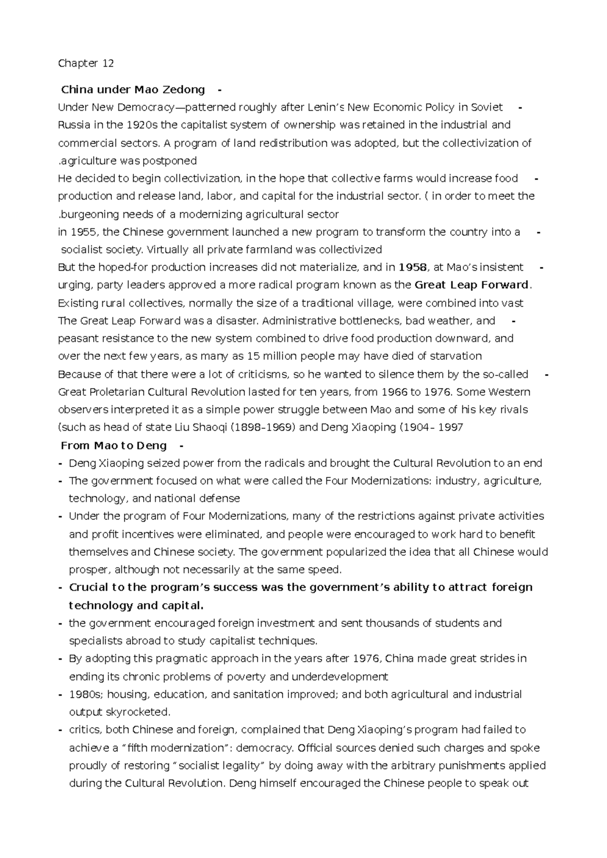 Chapter 12 - cdmdm - Chapter 12 China under Mao Zedong - Under New ...