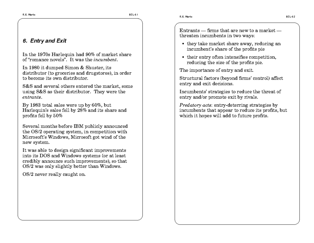 Important notes Entry-and-Exit - R. Marks ECL 6- 6. Entry and Exit In ...