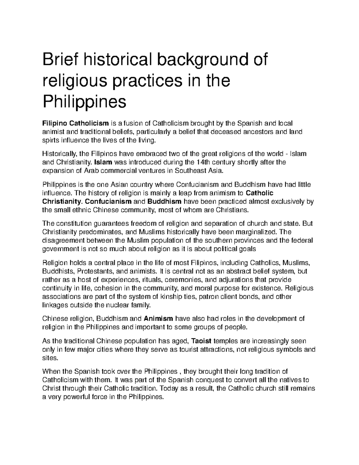 Brief historical background of religious practices in the Philippines ...