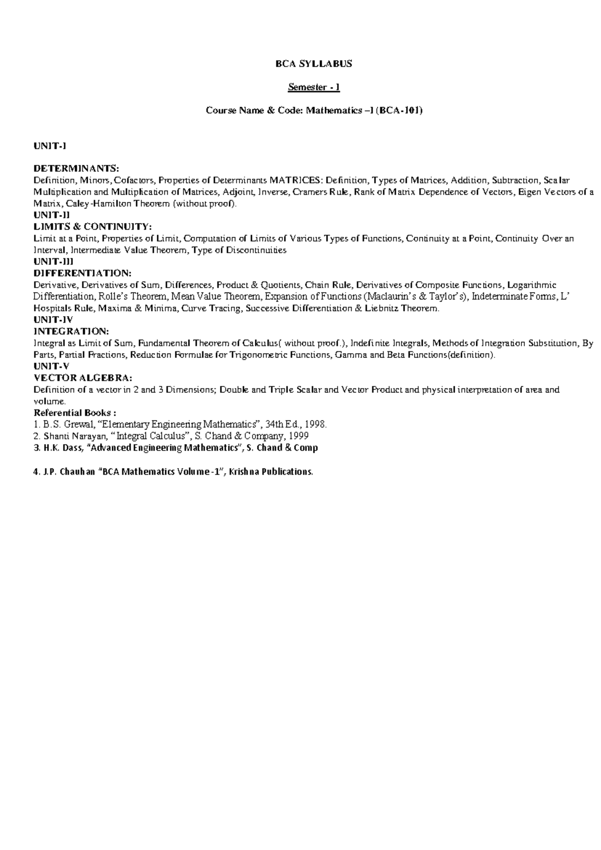 19BCA-Syllabus-converted - BCA SYLLABUS Semester - I Course Name & Code ...