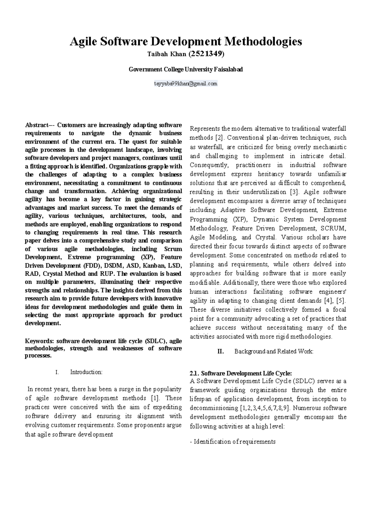 Review Paper - notes - Agile Software Development Methodologies Taibah ...