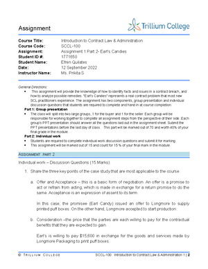 Assignment - notes - Assignment Course Title: Introduction to Contract ...