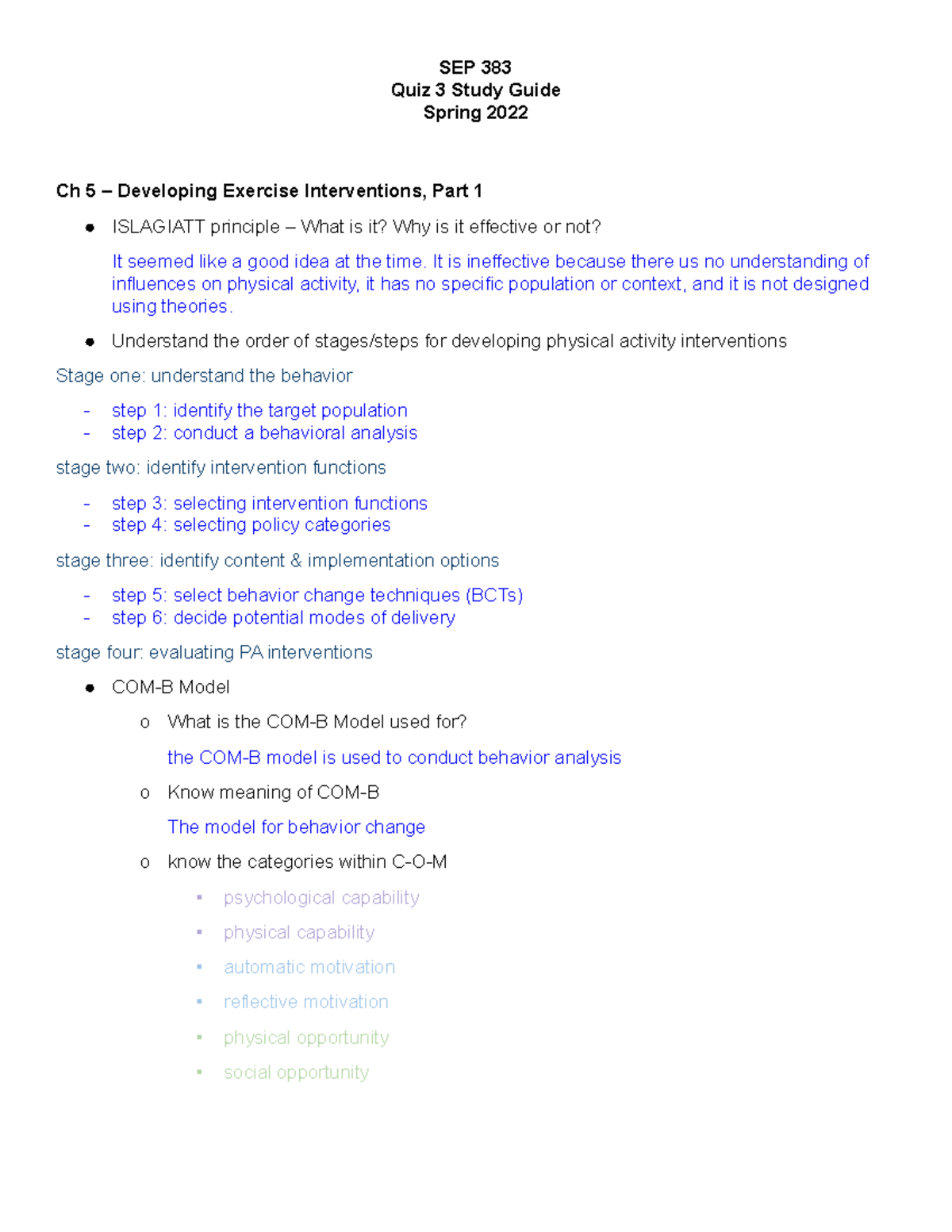 6-Quiz 3 Study Guide - Lecture notes 7/8 - SEP 383 Quiz 3 Study Guide ...