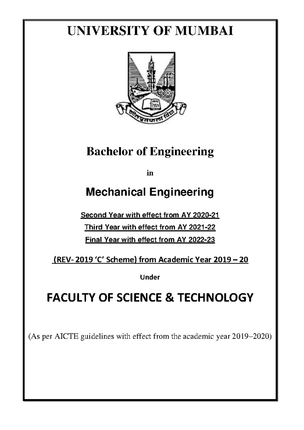 Mechanical engineering syllabus sem iii mumbai university - UNIVERSITY ...