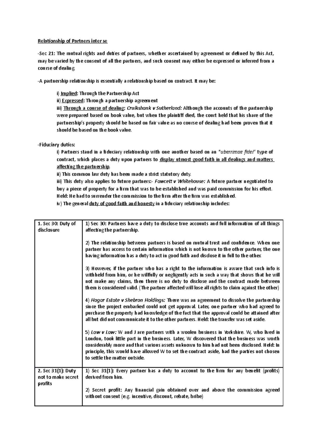 Relationship of Partners Inter Se Notes - Relationship of Partners ...