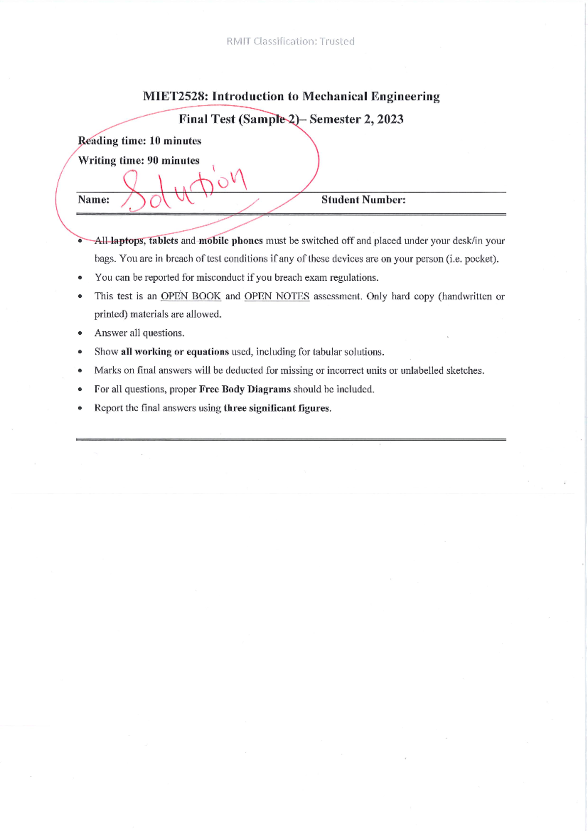 Final Test-Sample 2-Solution - RMIT Classification: Trusted MIET2528 ...