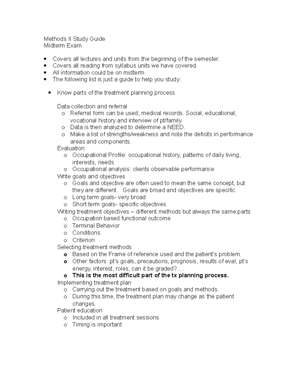 Midterm study guide - Methods II Study Guide Midterm Exam Covers all ...