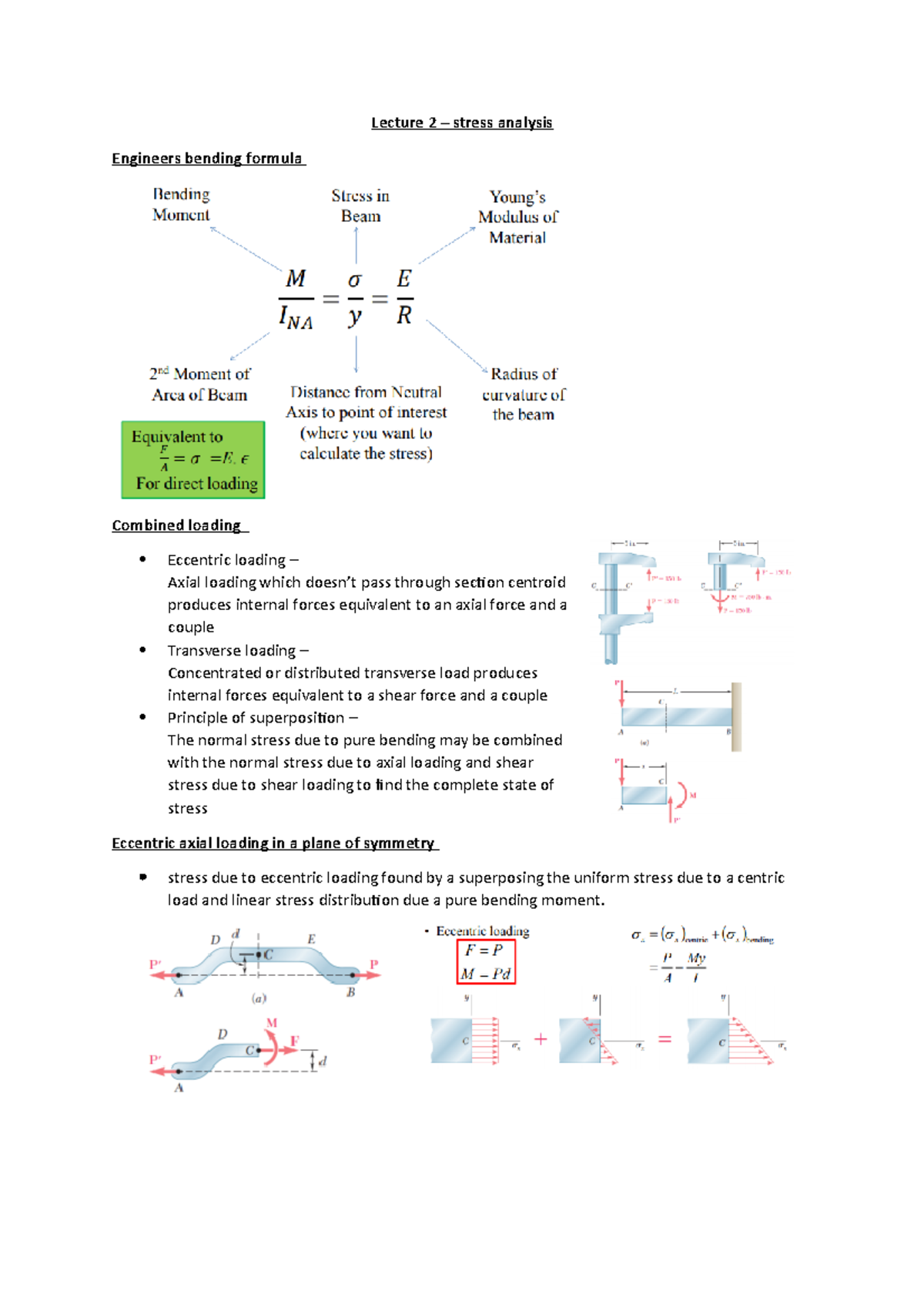 Lecture 2 - bending - Lecture 2 – stress analysis Engineers bending ...