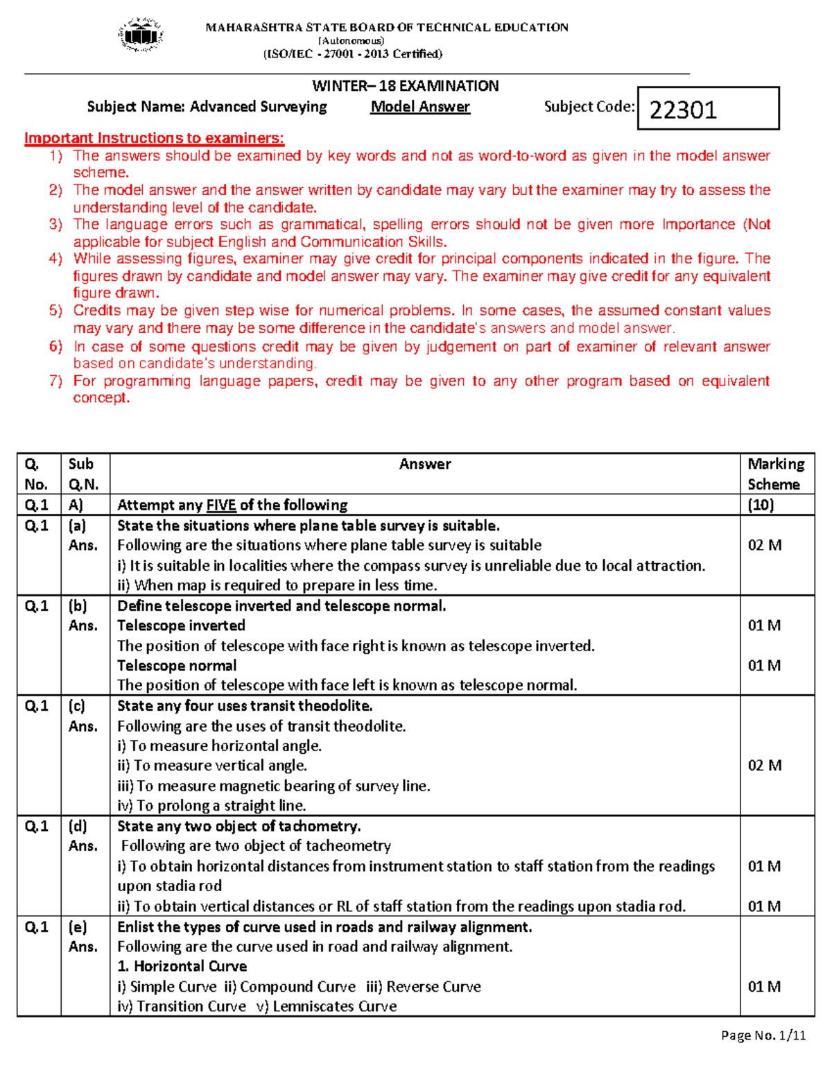 22301 2018 Winter model answer paper - (Autonomous) (ISO/IEC - 27001 ...