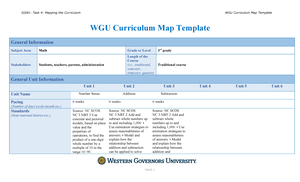 Task 4 Curriculum Map - WGU Curriculum Map Template General Information ...