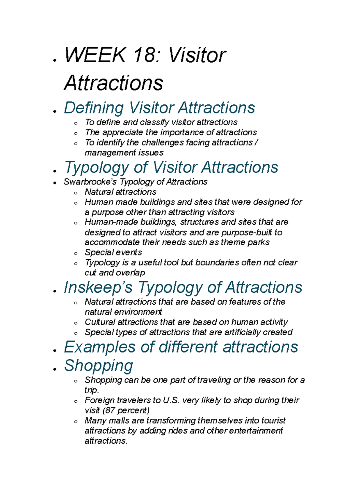 WEEK 18 Visitor Attractions - WEEK 18: Visitor Attractions Defining ...