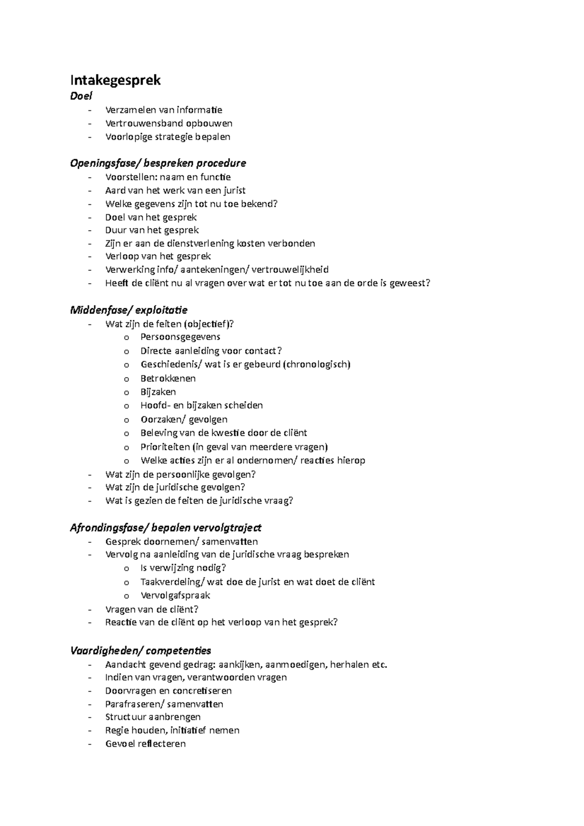 Intakegesprek - Intakegesprek Doel Verzamelen van informatie ...