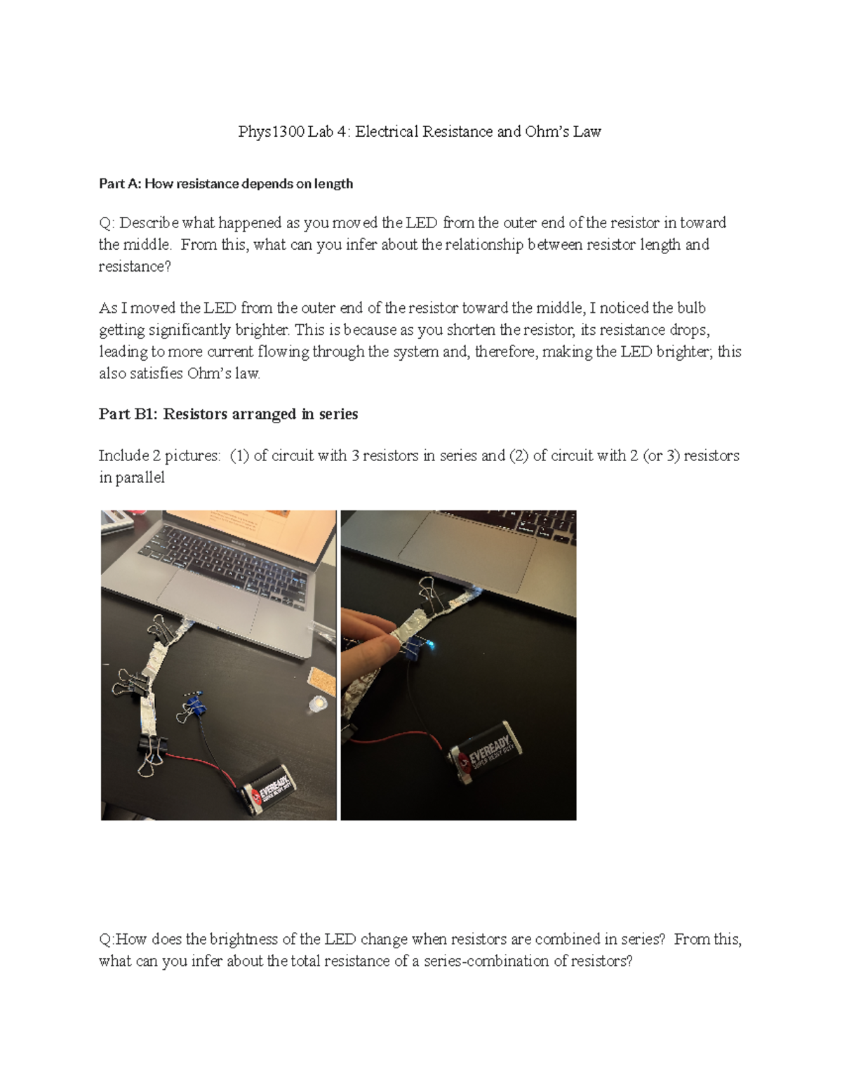 Studocu Phys1300 Lab 4 - Lab - Phys1300 Lab 4: Electrical Resistance ...