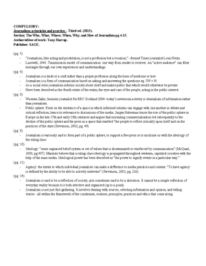 WK 1 - What is journalism - lecture notes - Journalism is... - Telling ...