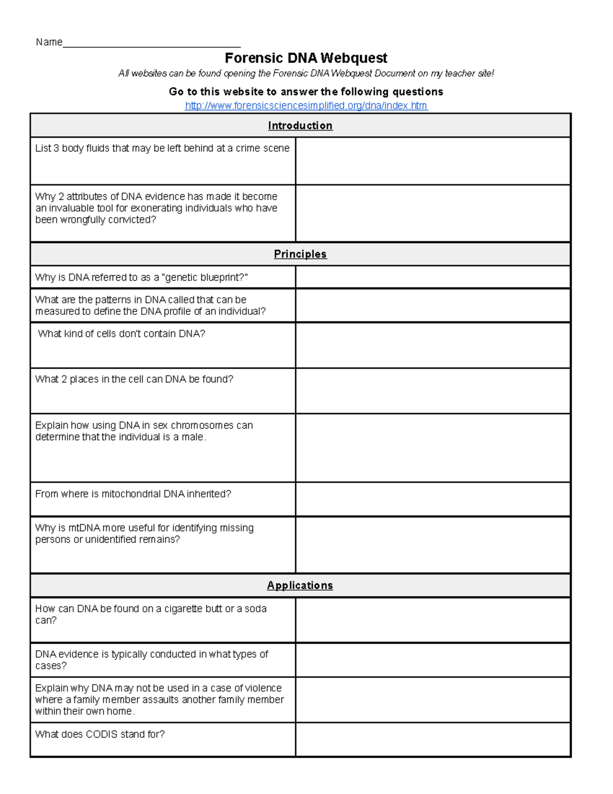 Forensic DNA Web Quest Name Forensic forensic-dna-web-quest-name-forensic