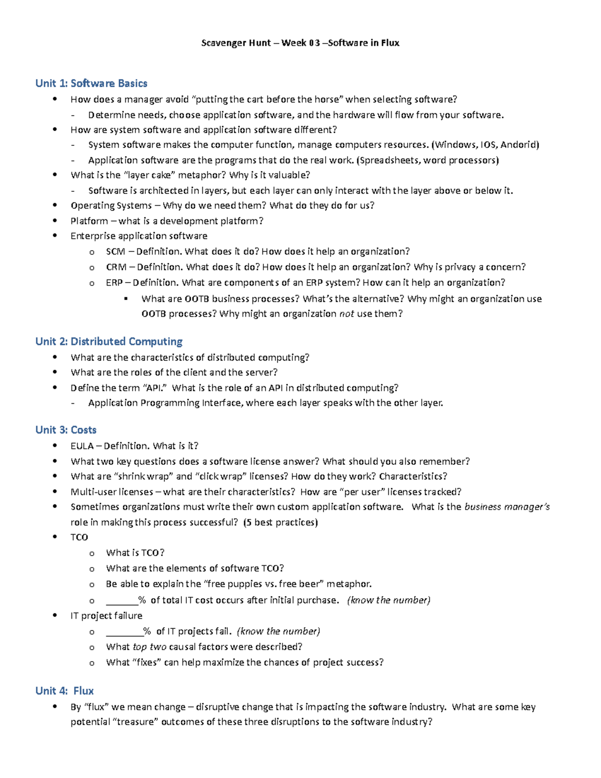 Scavenger Hunt 03-Software in Flux - Scavenger Hunt – Week 03 –Software ...