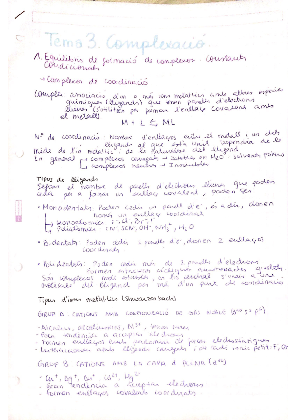 Resumen complexos - Apunts t3 - Química Analítica - Studocu
