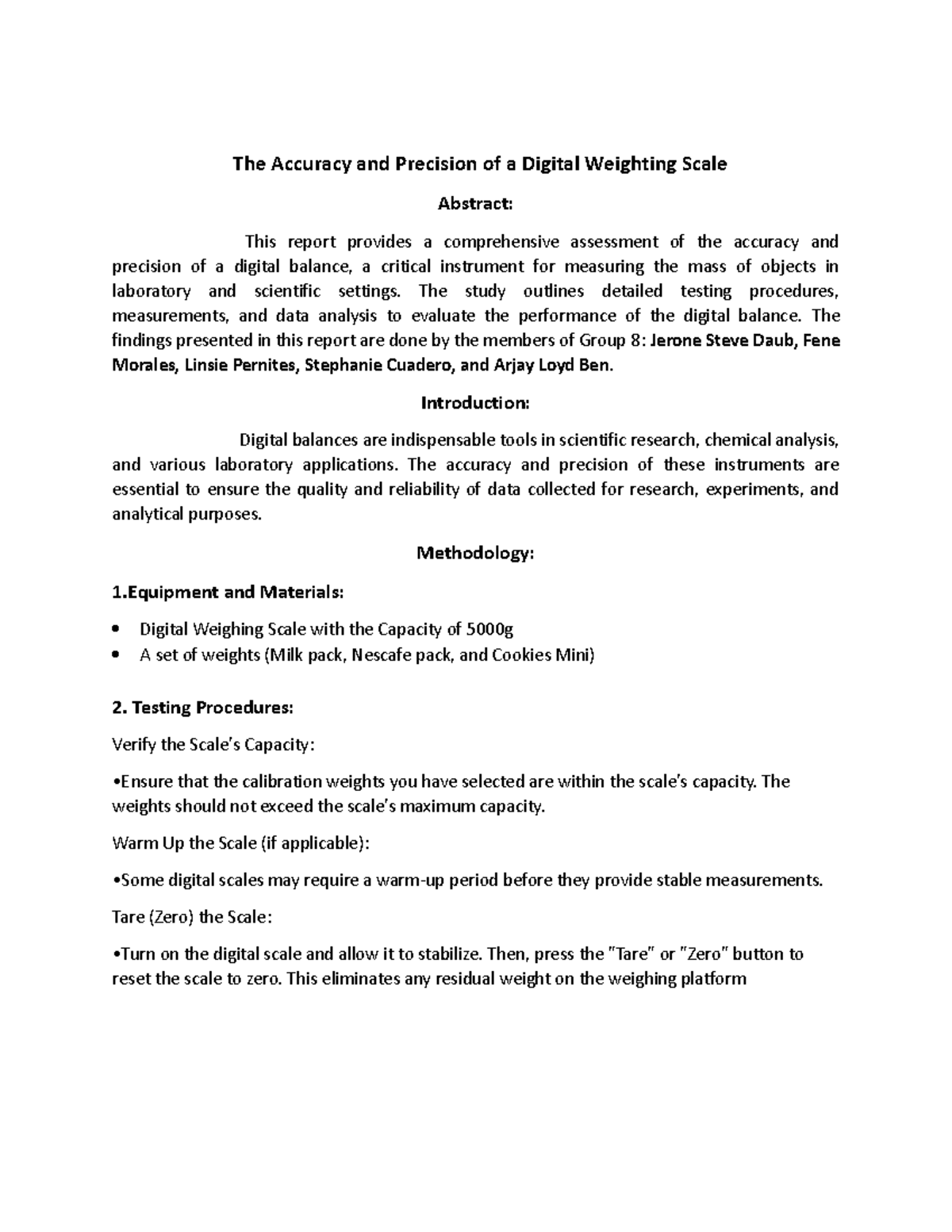 Gen-Chem - ... - The Accuracy and Precision of a Digital Weighting ...