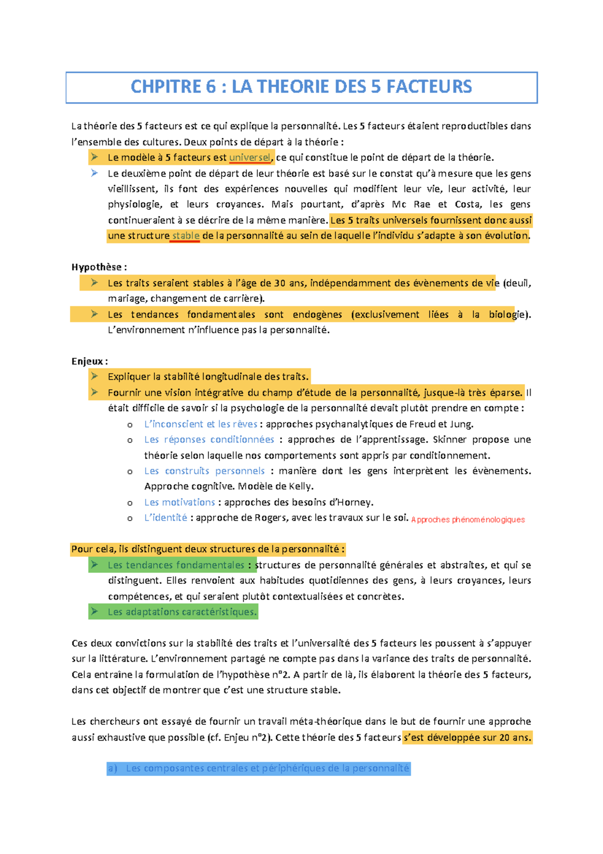 Chapitre 6 - personnalité - Warning: TT: undefined function: 32 Warning: TT: undefined function ...