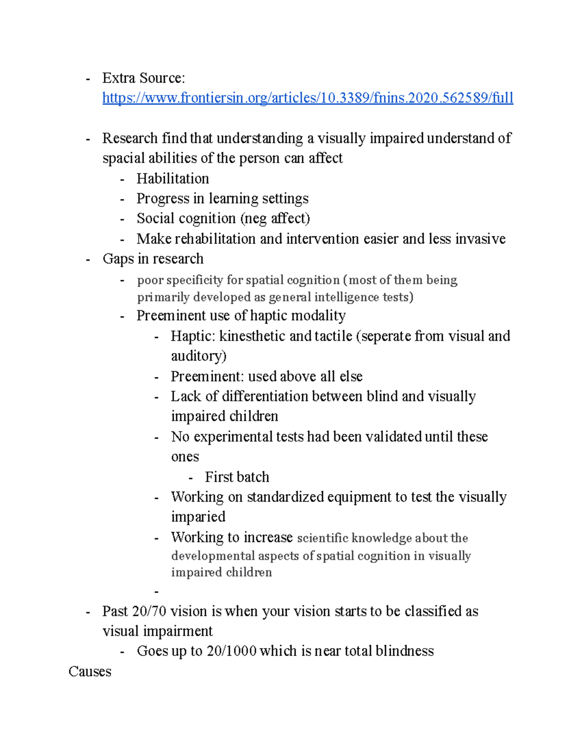 CST Visual impairment - Lecture Notes - Extra Source: - Studocu