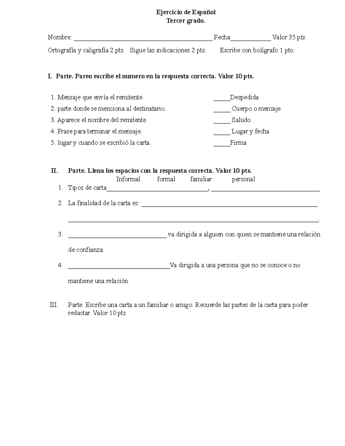 Ejercicio de Español - nbngfhgg - Ejercicio de Español Tercer grado ...