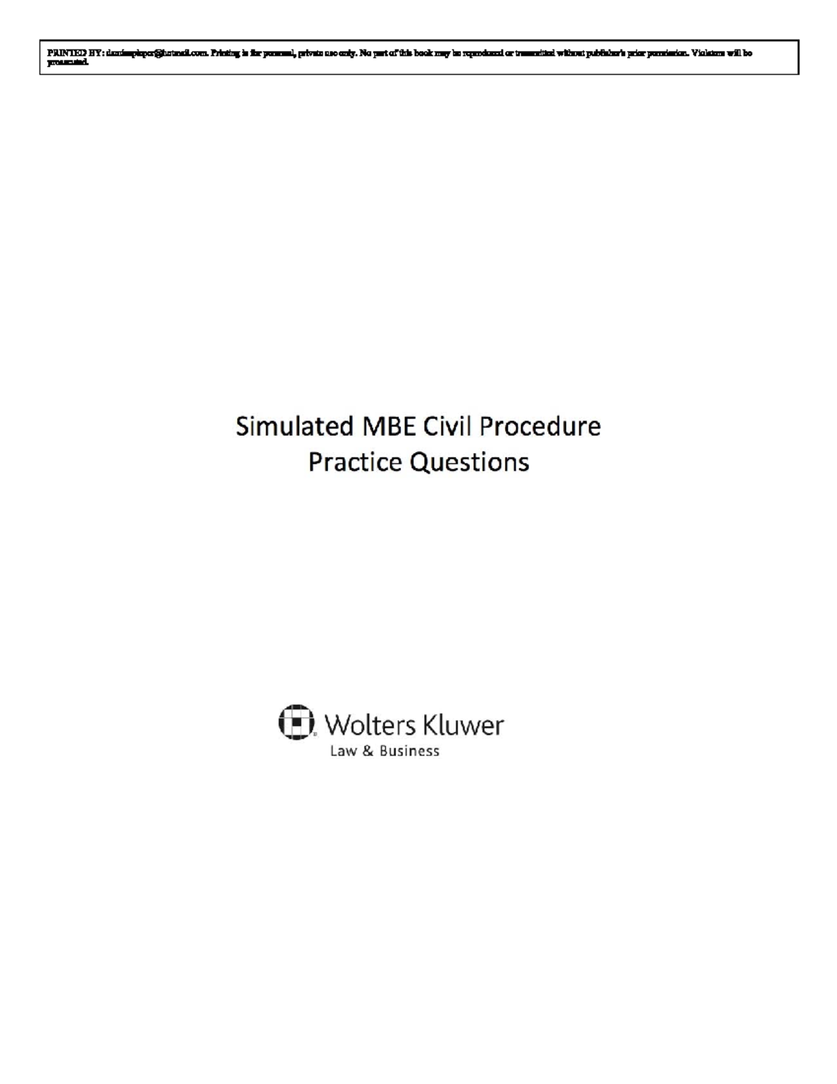 MBE Civil Procedure Questions - Studocu