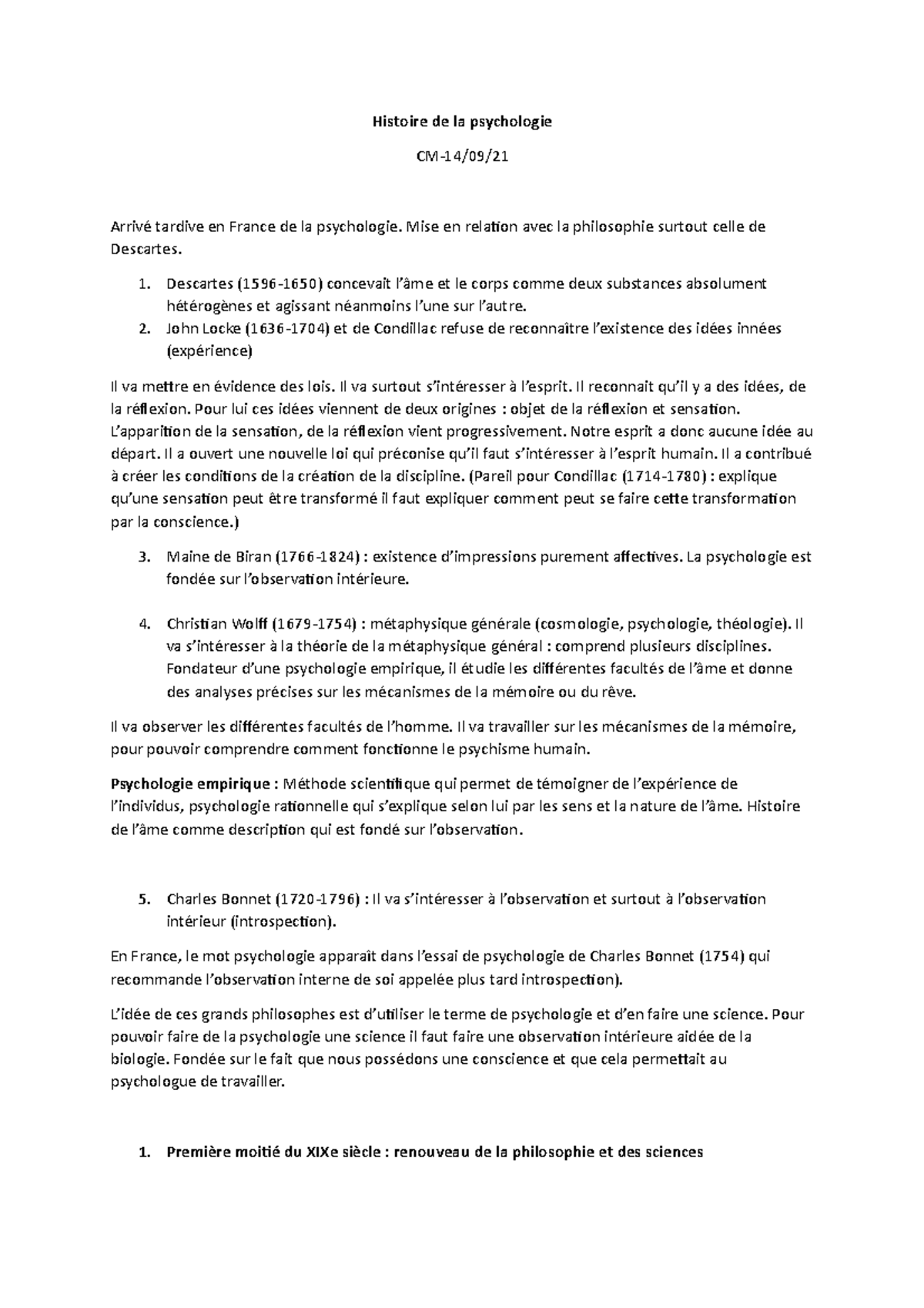 14 Septembre 2021 § - Cours L1 - Histoire de la psychologie CM-14/09 ...