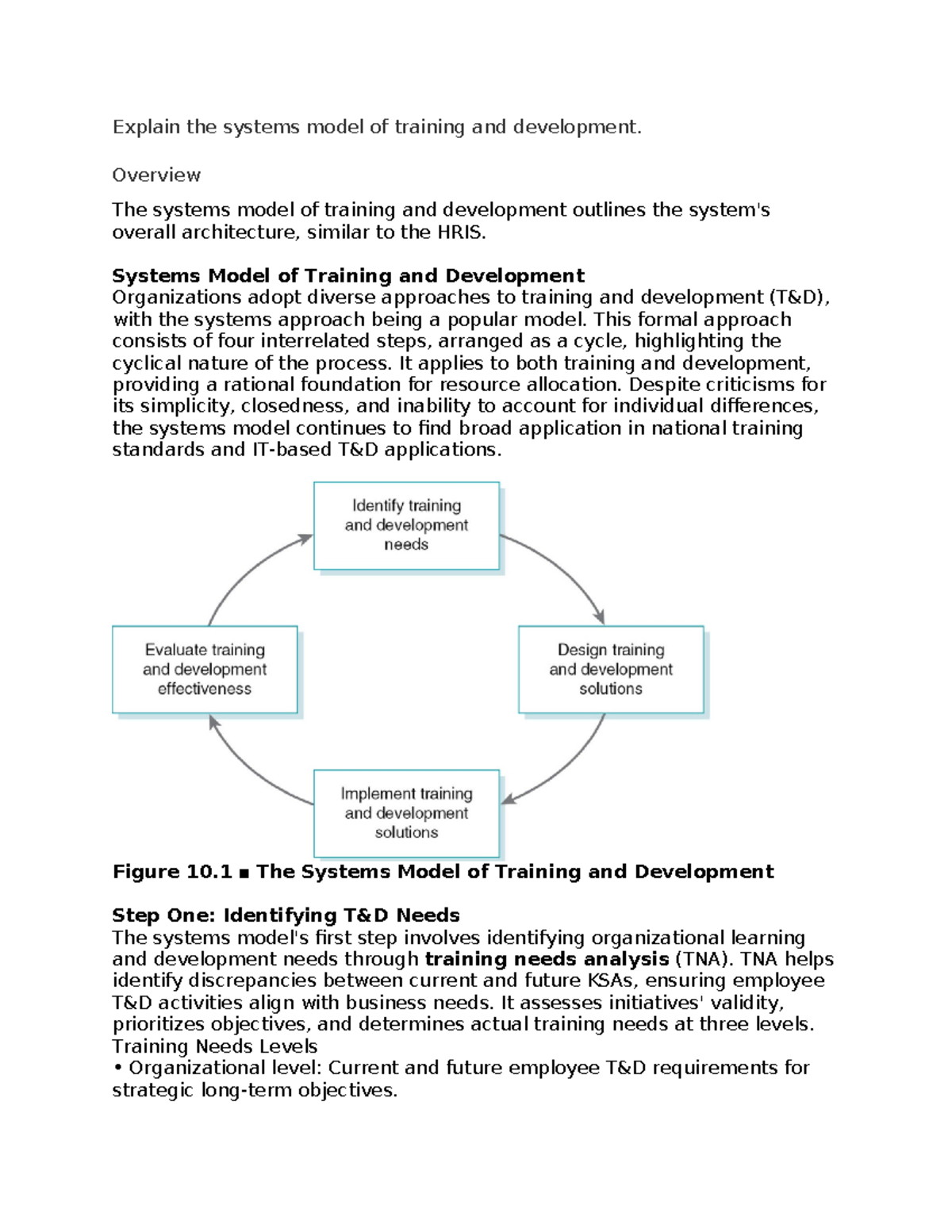 Systems Model of Training and Development - Overview The systems model ...