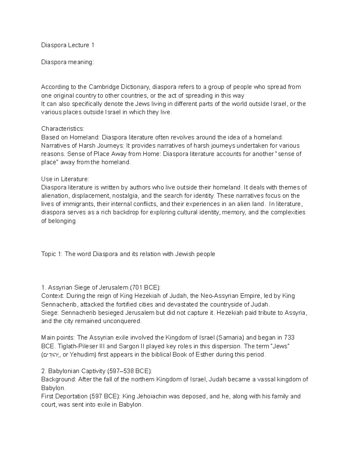 Diaspora Lesson 1 (Part II) - Diaspora Lecture 1 Diaspora meaning ...