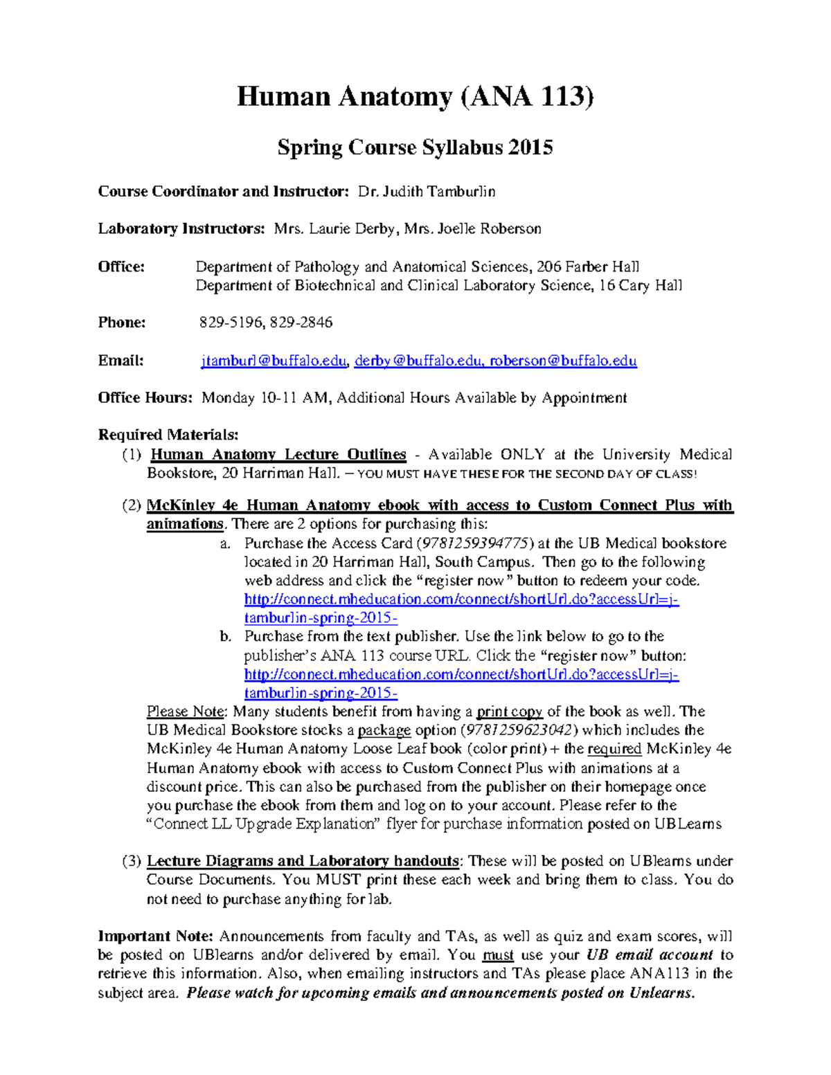 Human Anatomy ANA113 Syllabus(Unit Outlines) - Human Anatomy (ANA 113 ...
