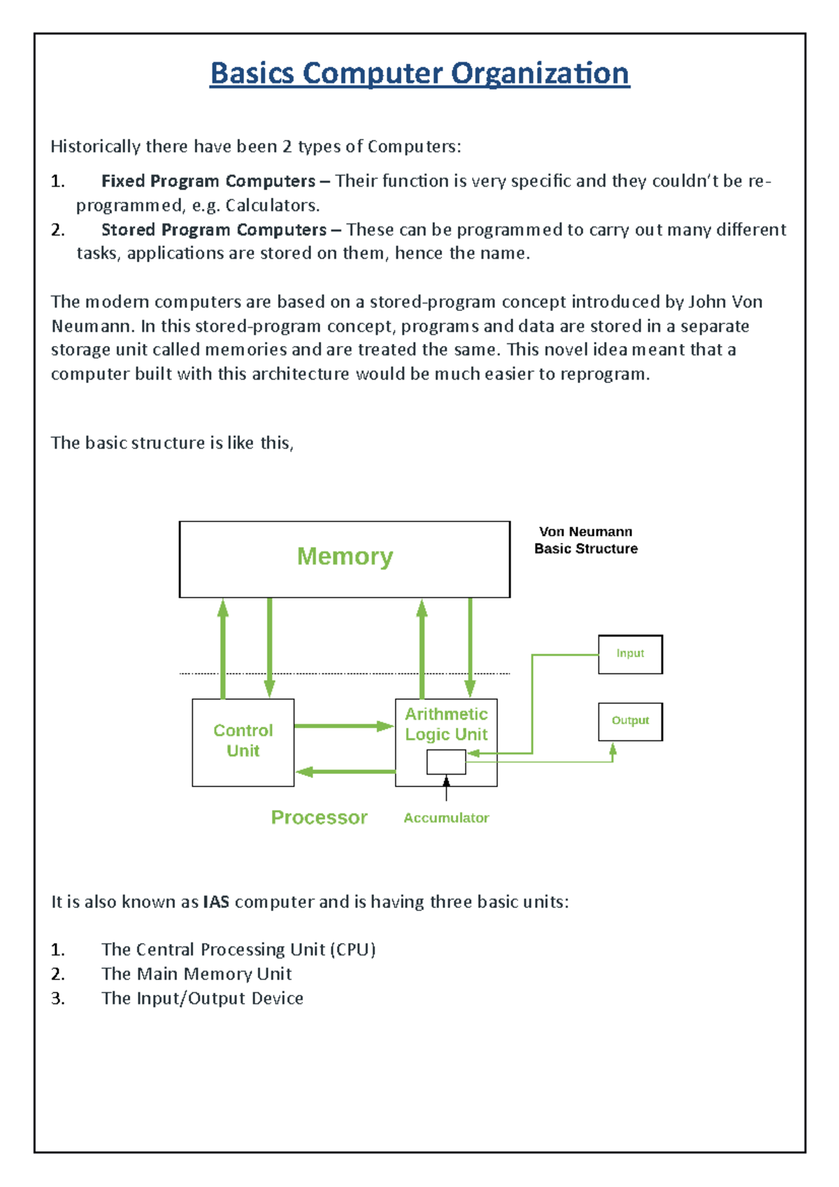 Computer Fundamentals and HTML - PART5 - Basics Computer Organization ...