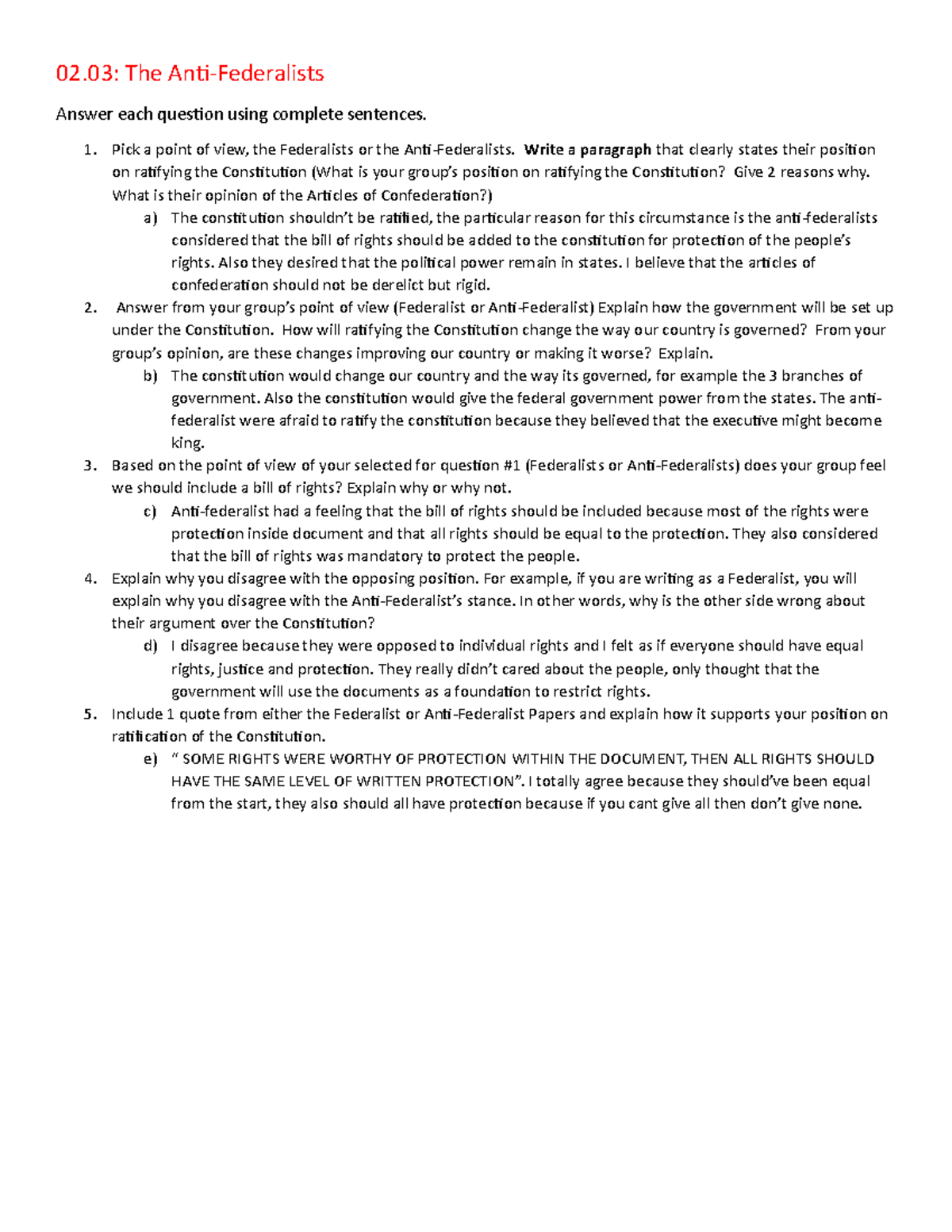 2 - stay focused - 02: The Anti-Federalists Answer each question using ...