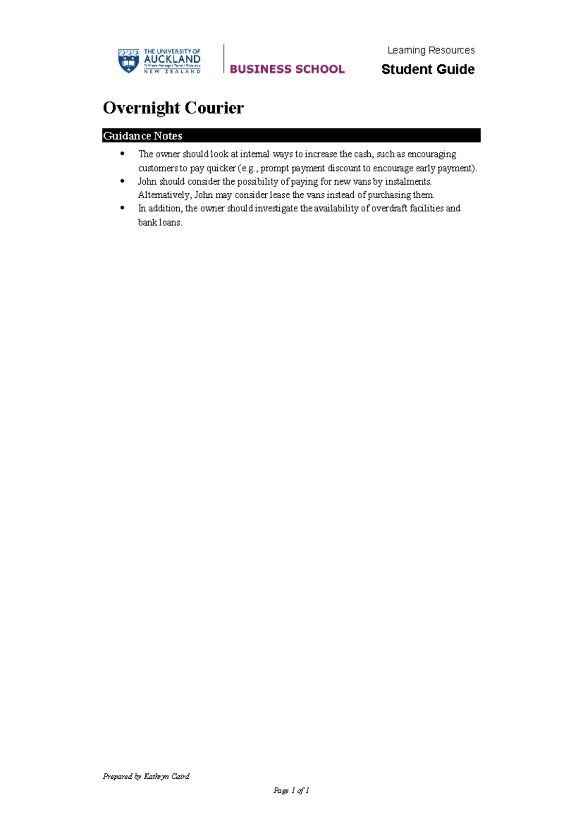 (3) Overnight Courier - Student Guide - Learning Resources Student ...