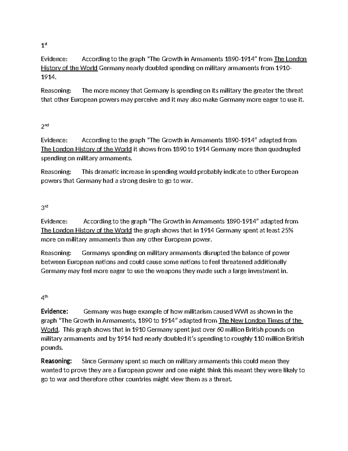 Wwi dbq class prewrites - 1 st Evidence: According to the graph “The ...