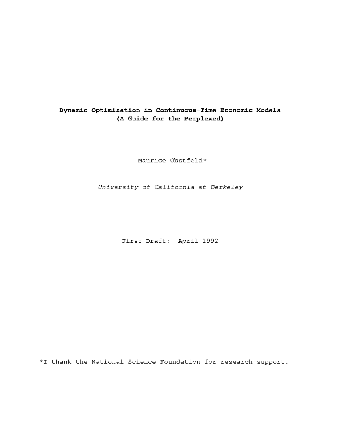 3 Dynamic - Dynamic Optimization in Continuous-Time Economic Models (A ...