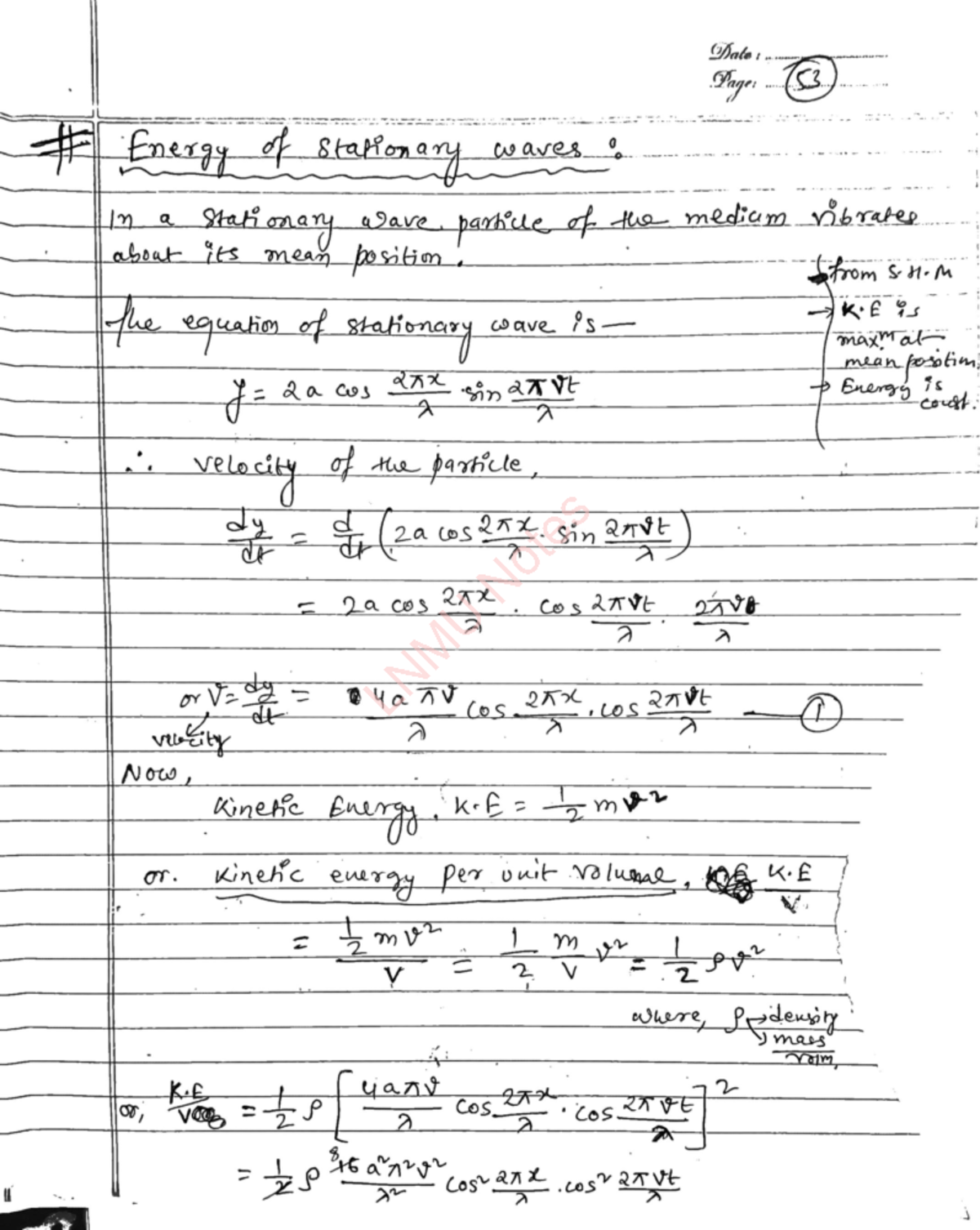 Energy of Stationary Waves(KE, PE, TE) - Waves and oscillation (BSC ...