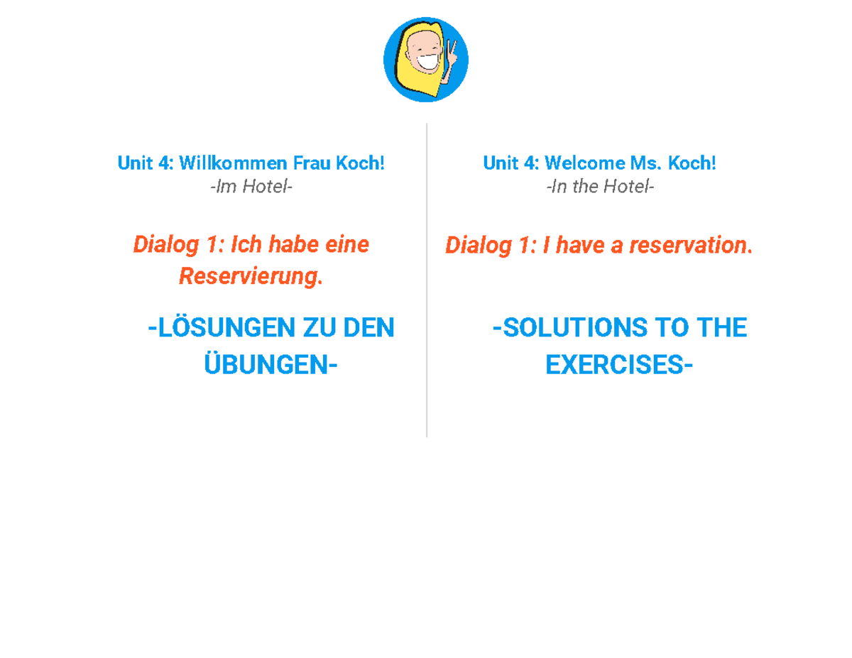 A1-1-Unit4-Dialog 1-Ich habe eine Reservierung-Loesungen - Unit 4 ...