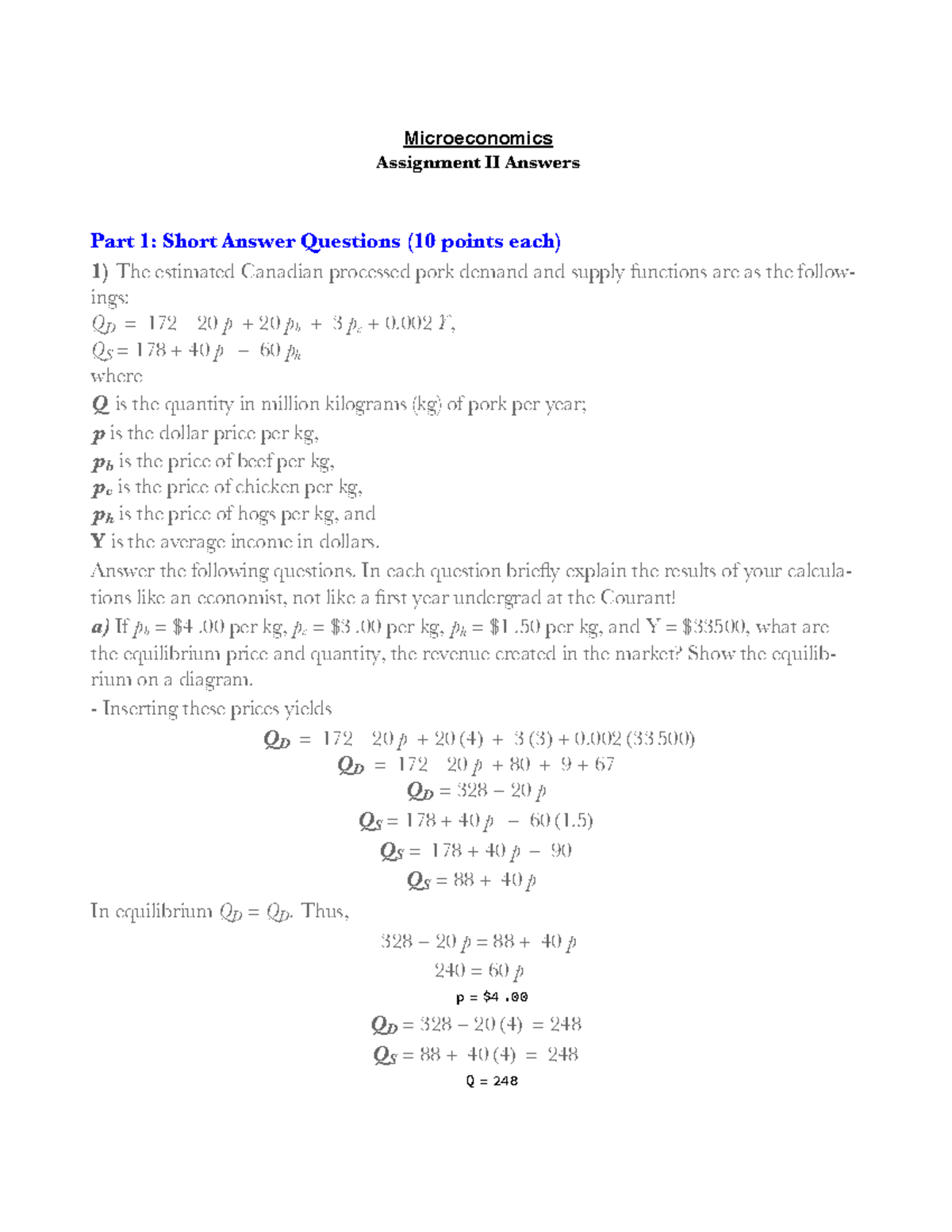 A2 (Answers) - Answer key for assignment#2 - Assignment II Answers ...