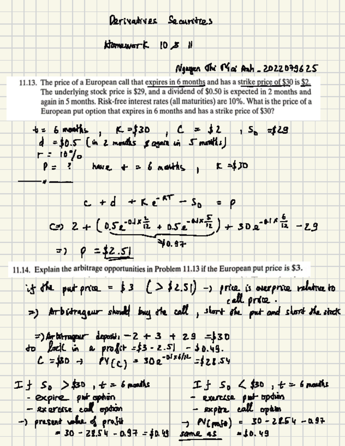 HW 10&11 - Chapter 10&11 - Derivatives Securities Homework 10 & II ...