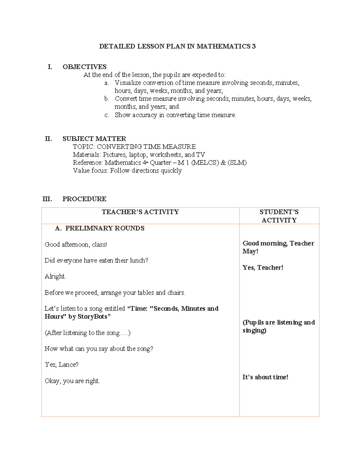 Detailed Lesson PLAN IN Mathematics 3 - DETAILED LESSON PLAN IN ...