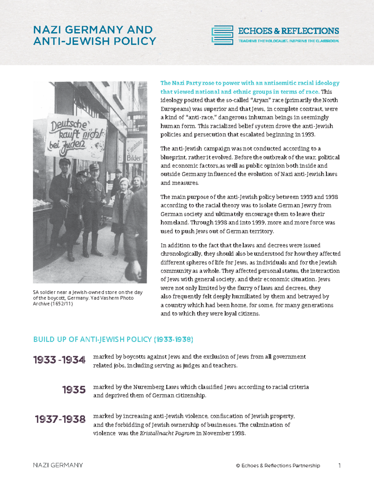 Nazi Germany Antisemetic Policies - NAZI GERMANY 1 NAZI GERMANY AND ...