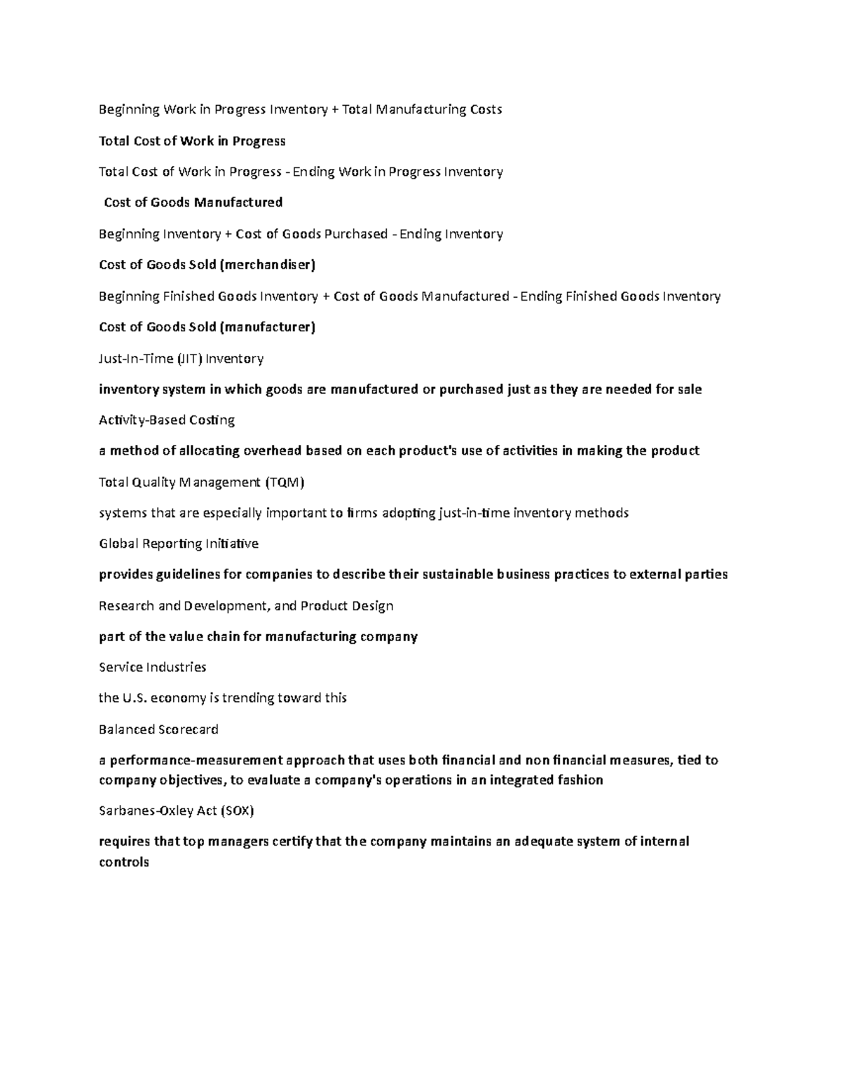 Chapter 14 study notes - Beginning Work in Progress Inventory + Total ...