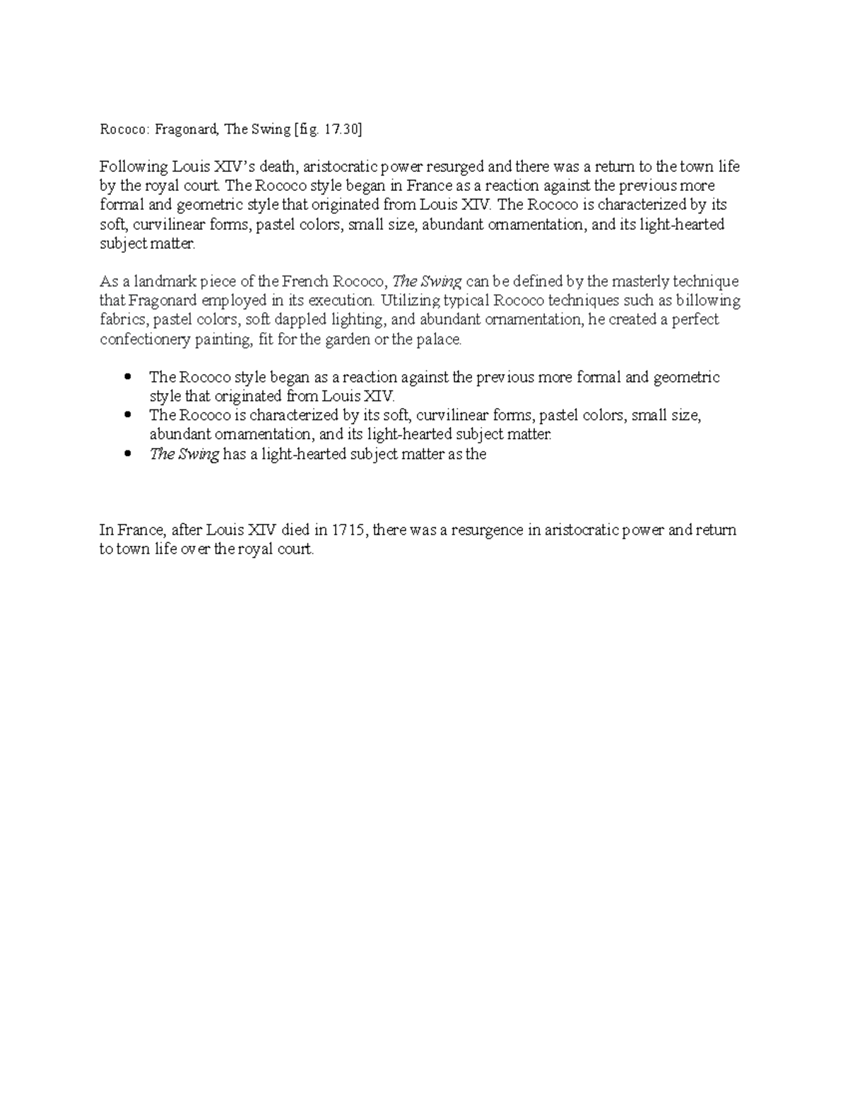 Week 12 Notecard - Visual Art - Rococo: Fragonard, The Swing [fig. 17 ...