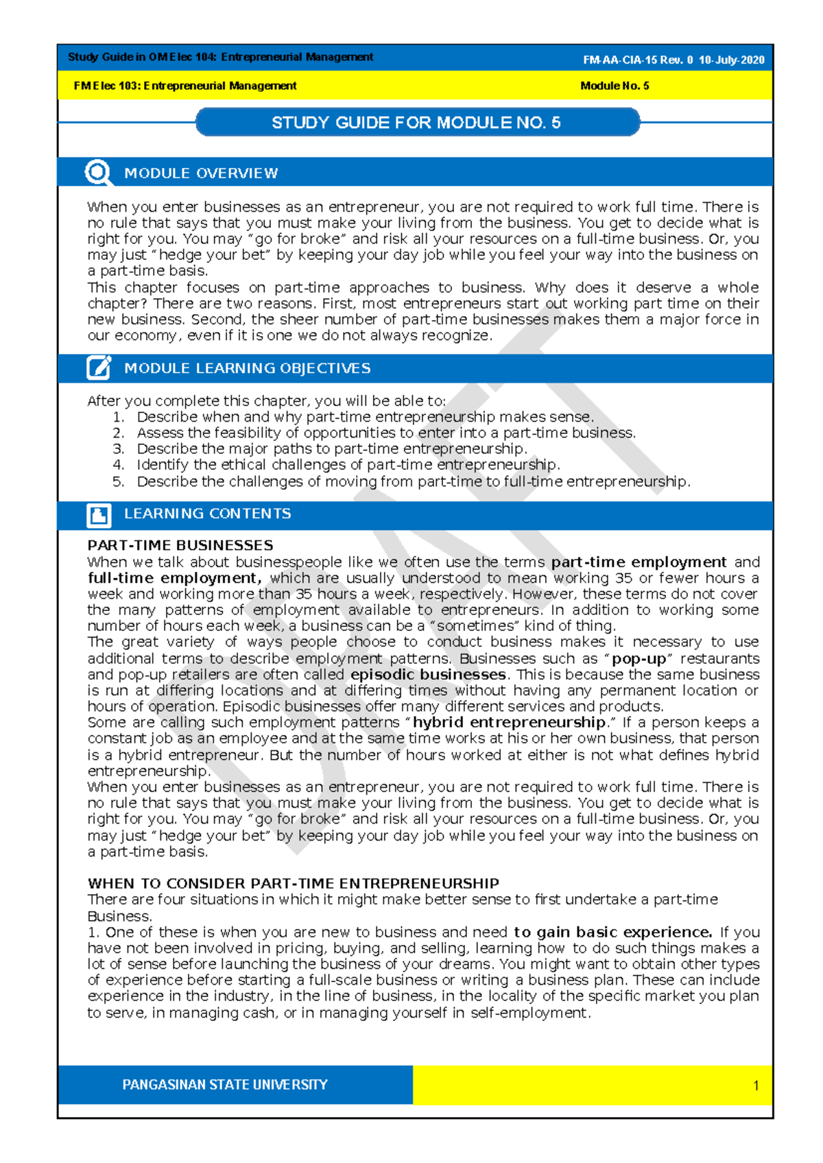 FM Elec 103 SG 5 - I need this module for my report, Thankyousomuch po ...