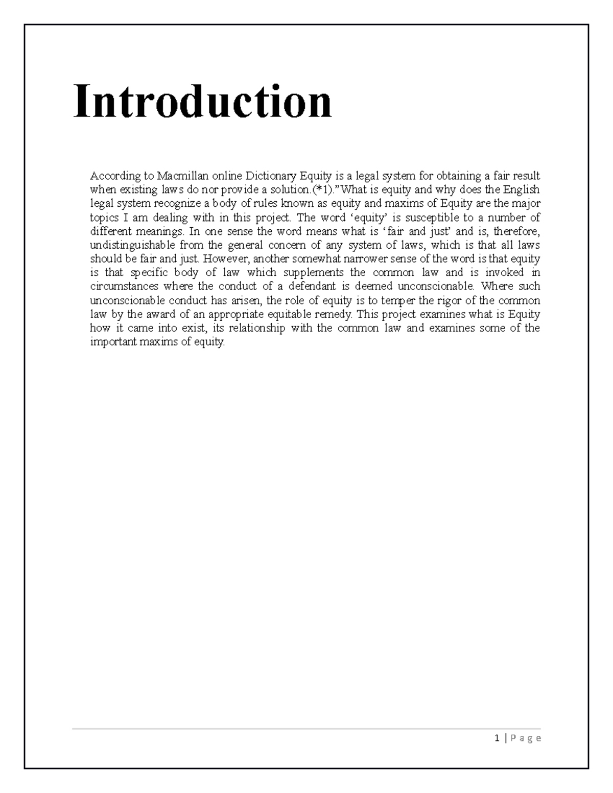 Equity and - Introduction According to Macmillan online Dictionary ...