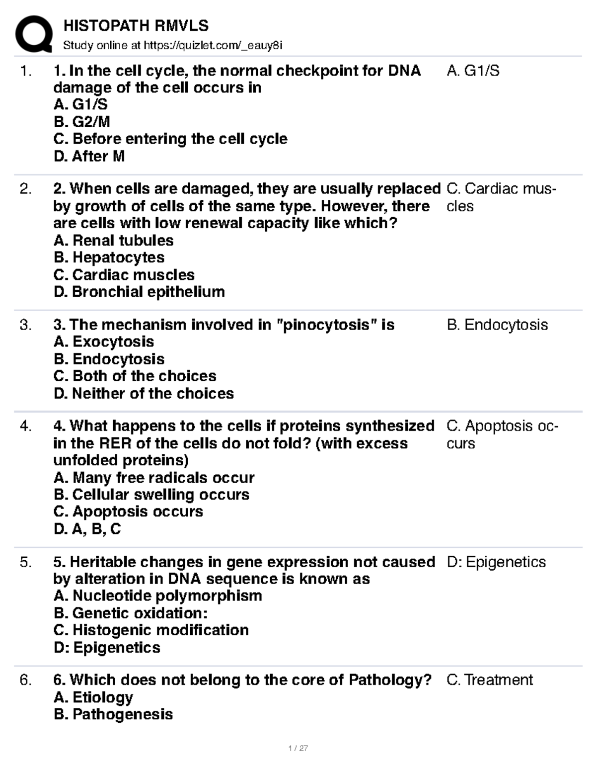 Histopath removals - gy - Study online at quizlet/_eauy8i In the cell ...