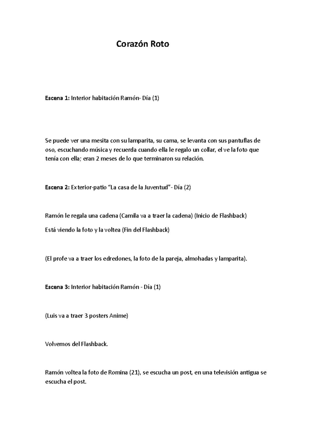 Corazón Roto.docx Final - Corazón Roto Escena 1: Interior habitación ...