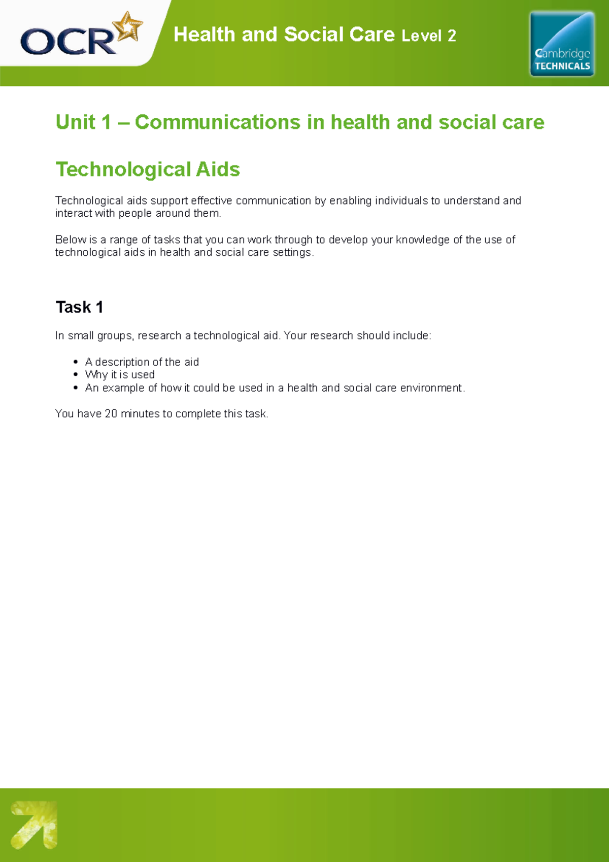 Technological Aids Communication Health Social Care at Carolann Ness blog