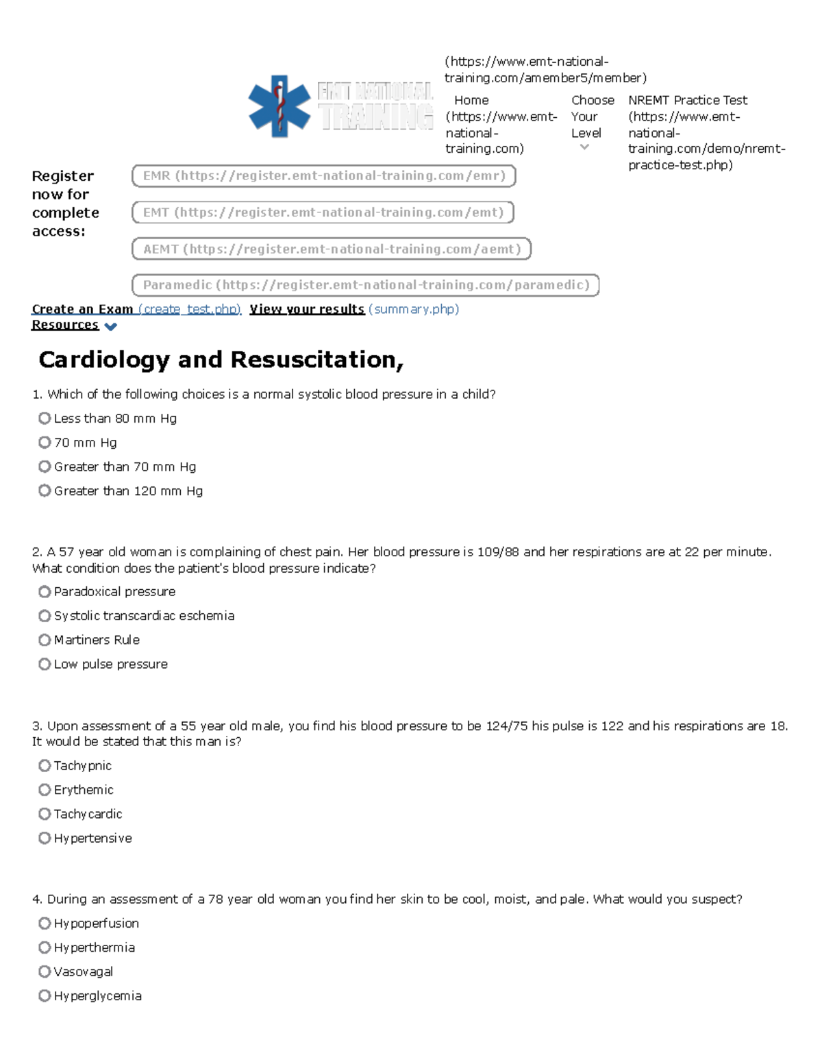 Demo Test 2 - n/a - Register now for complete access: EMR (register.emt ...